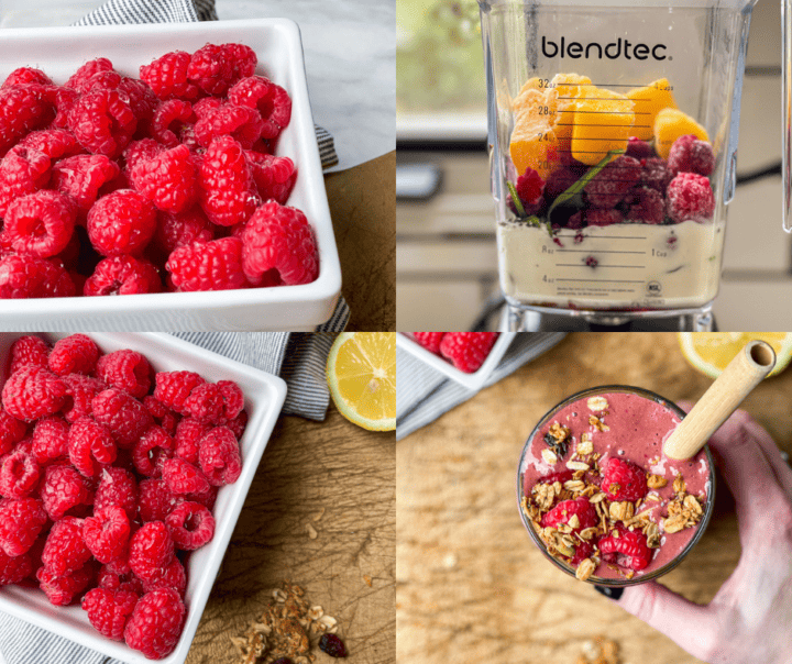 2 Minute Creamy Raspberry Smoothie - The Kitcheneer