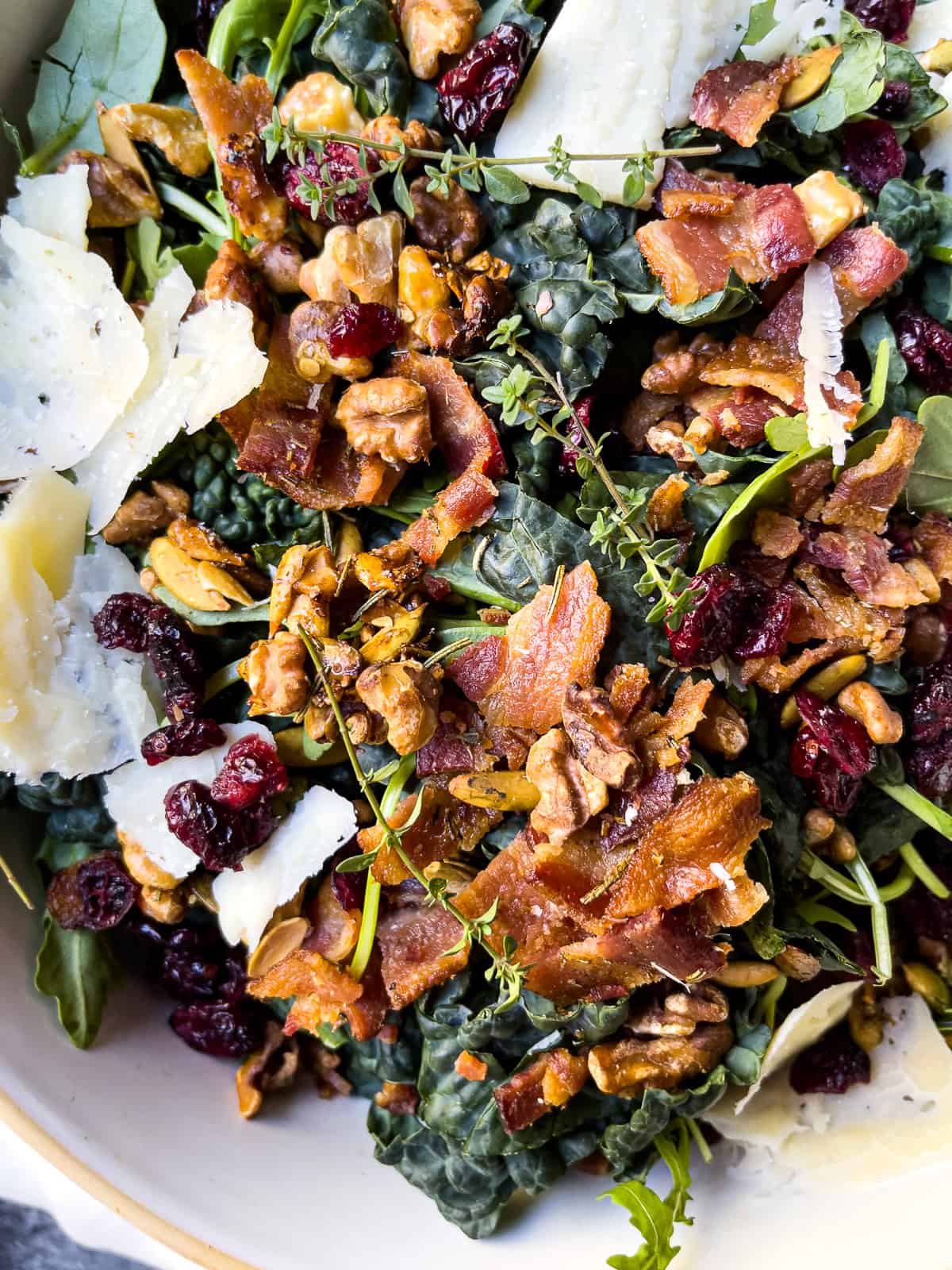 Easy Kale Bacon Salad with Crunchy Maple Walnuts - The Kitcheneer